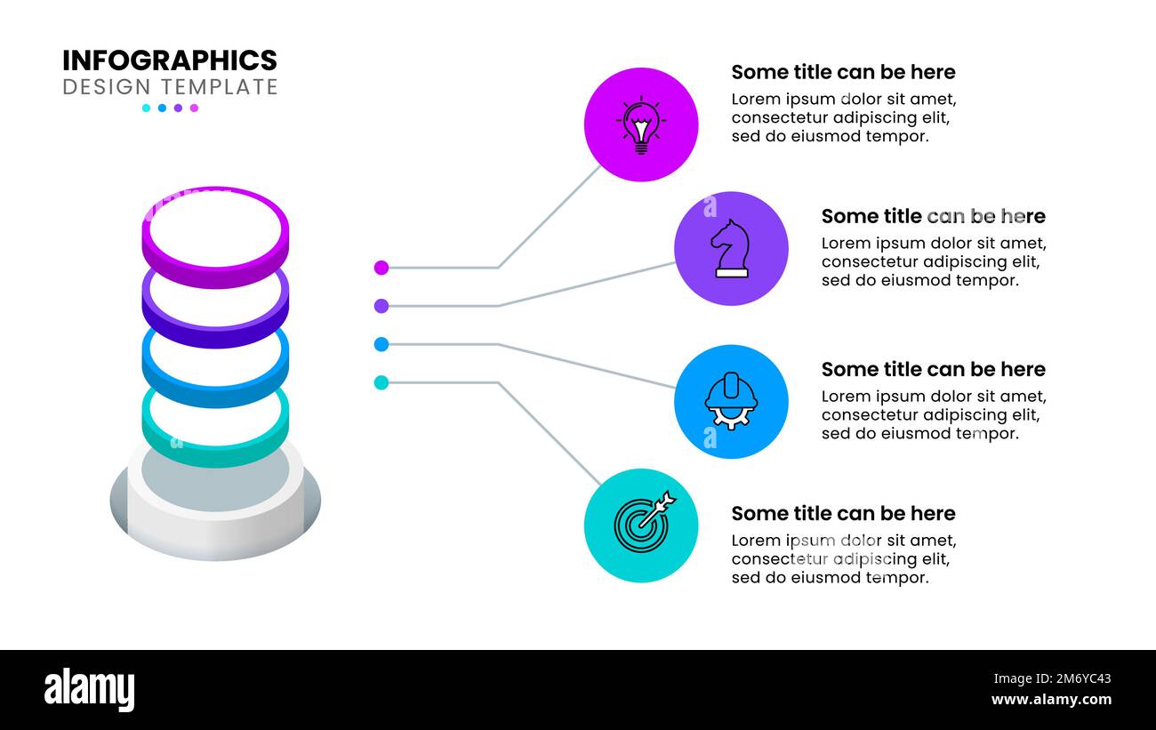 Infographic template with icons and 4 options or steps. Isometric columns. Can be used for ...