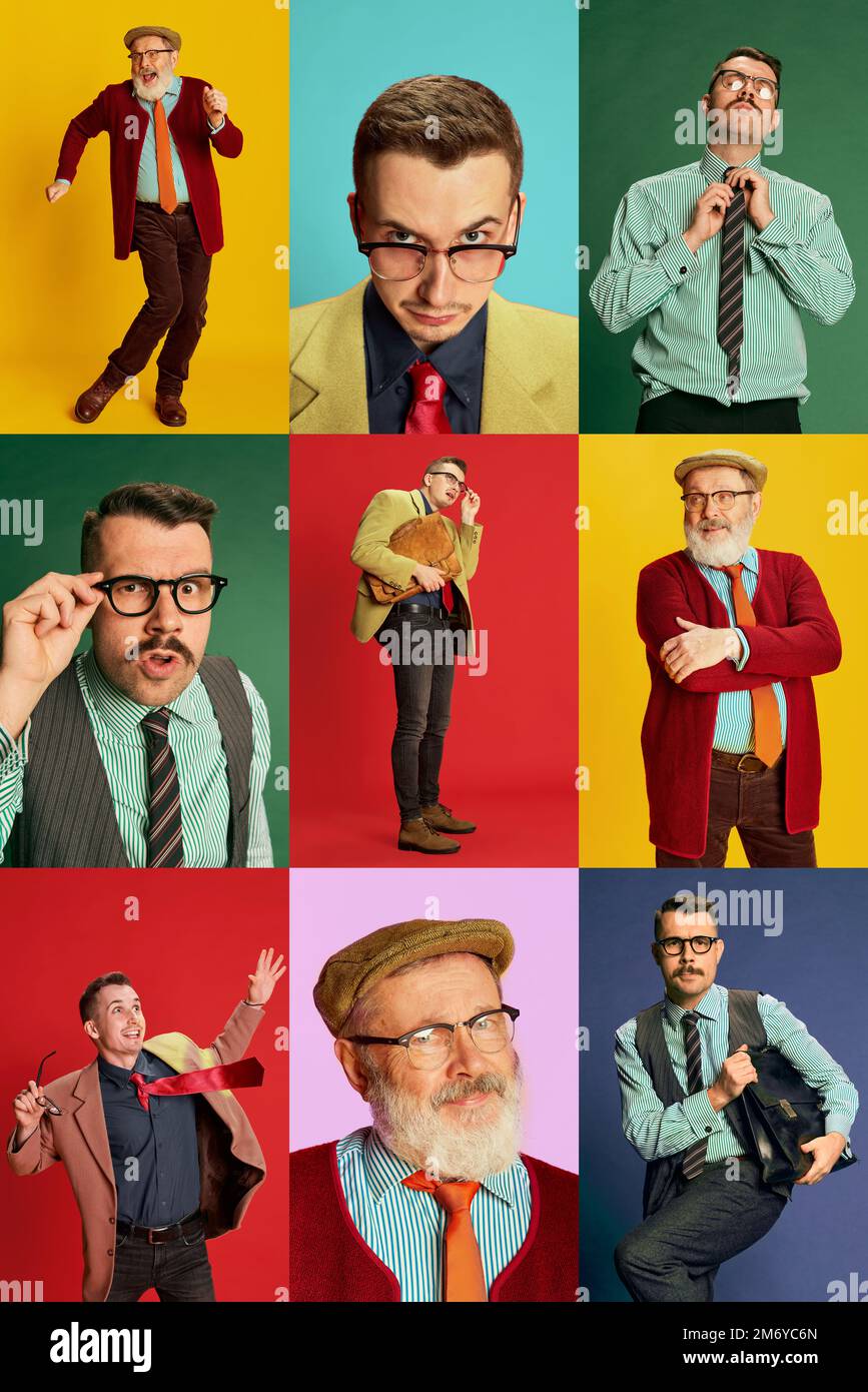 Collage. Stylish men, employees, workers, business people in suit ...