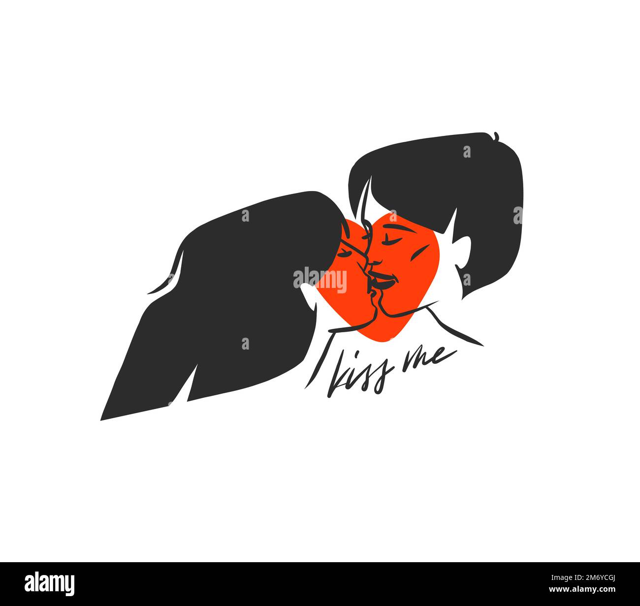 Cute couple kissing in silhouette Cut Out Stock Images & Pictures - Alamy