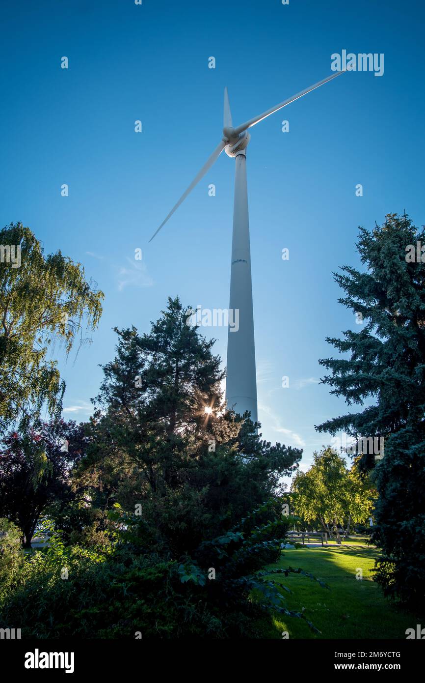A vertical shot of a large electric windmill in Toronto Stock Photo - Alamy