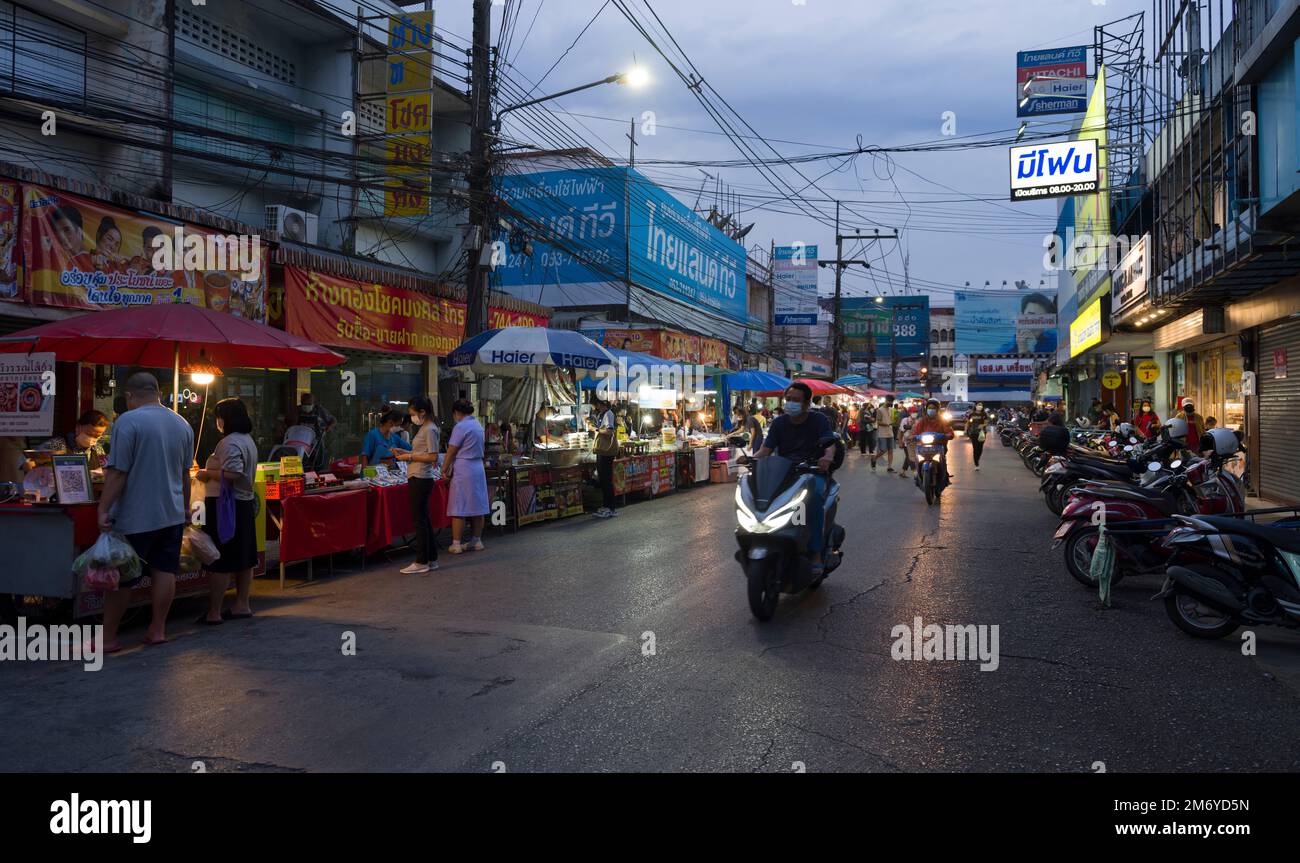 Chiang Rai, Thailand. November 16, 2022. Chiang Rai night market. In ...