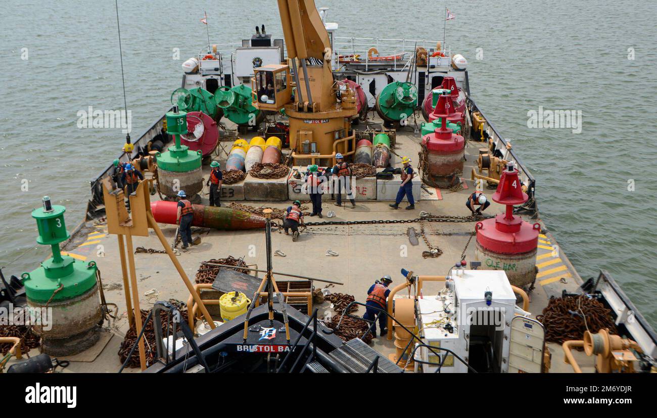 Lake Erie -- Crew members aboard the Coast Guard Cutter Bristol Bay ...