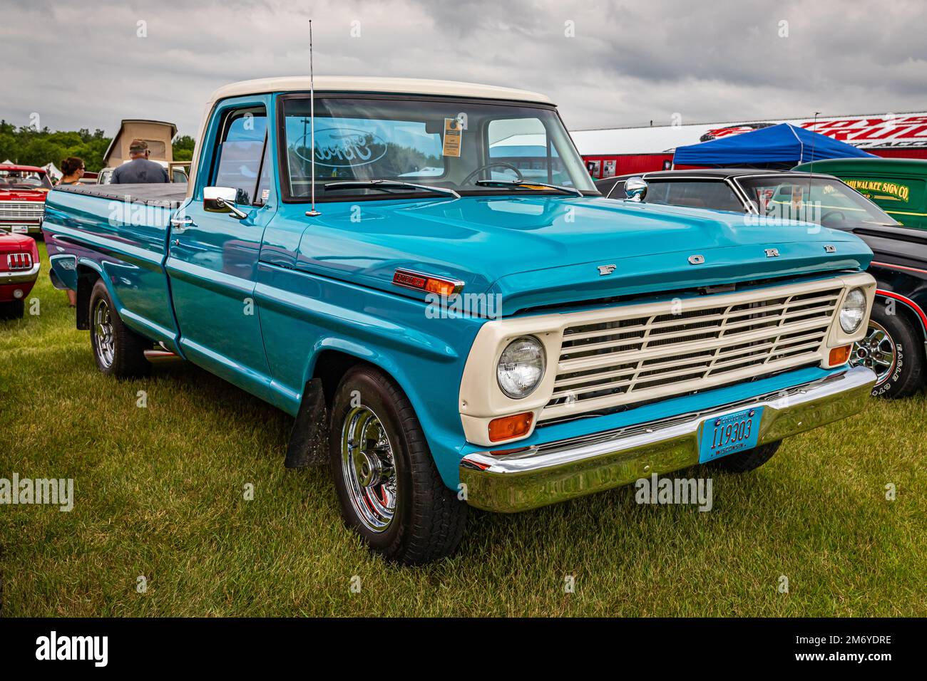 Iola, WI - July 07, 2022: High perspective front corner view of a 1967 ...