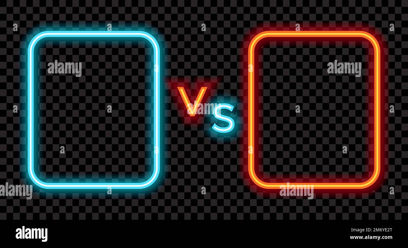 Versus neon sign. Neon symbol. Light banner, bright night advertising ...