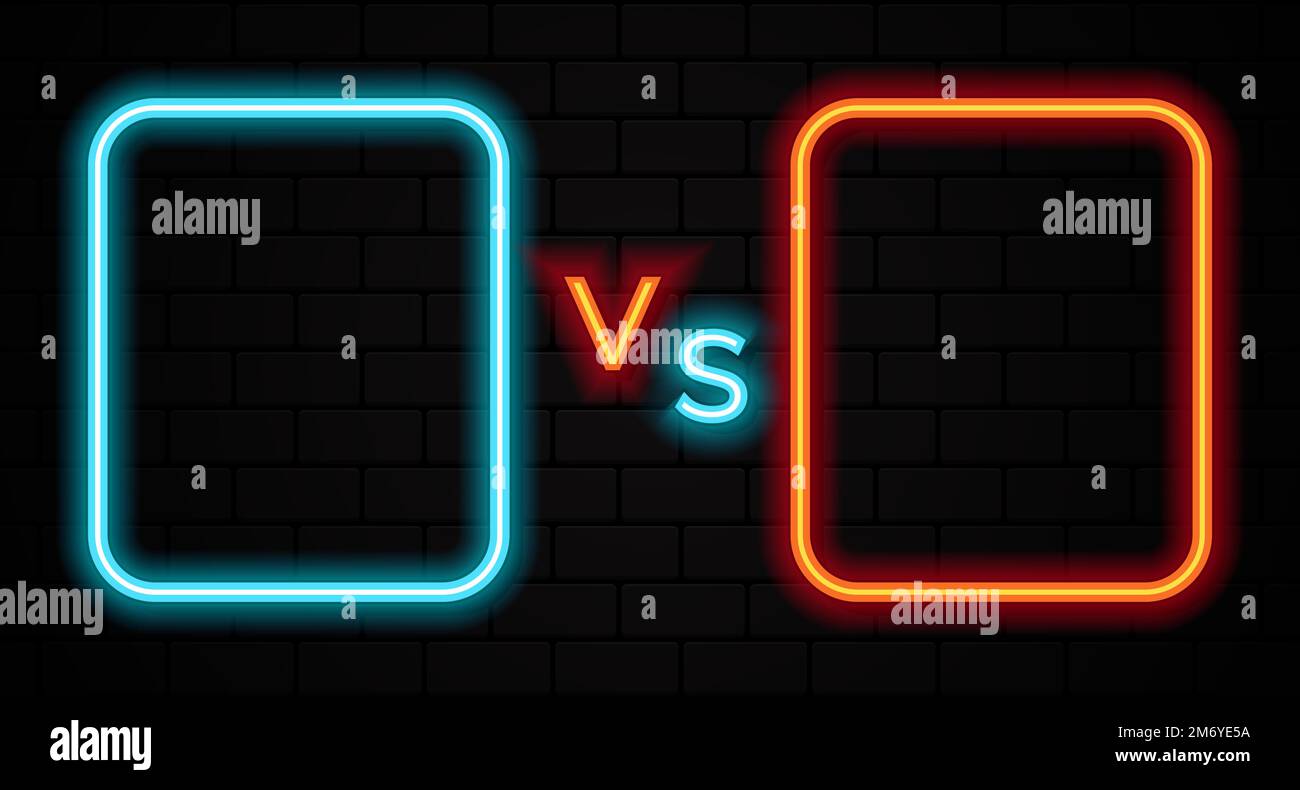 Versus neon sign. Neon symbol. Light banner, bright night advertising ...
