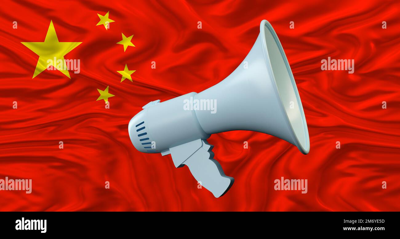 China flag and megaphone Stock Photo - Alamy
