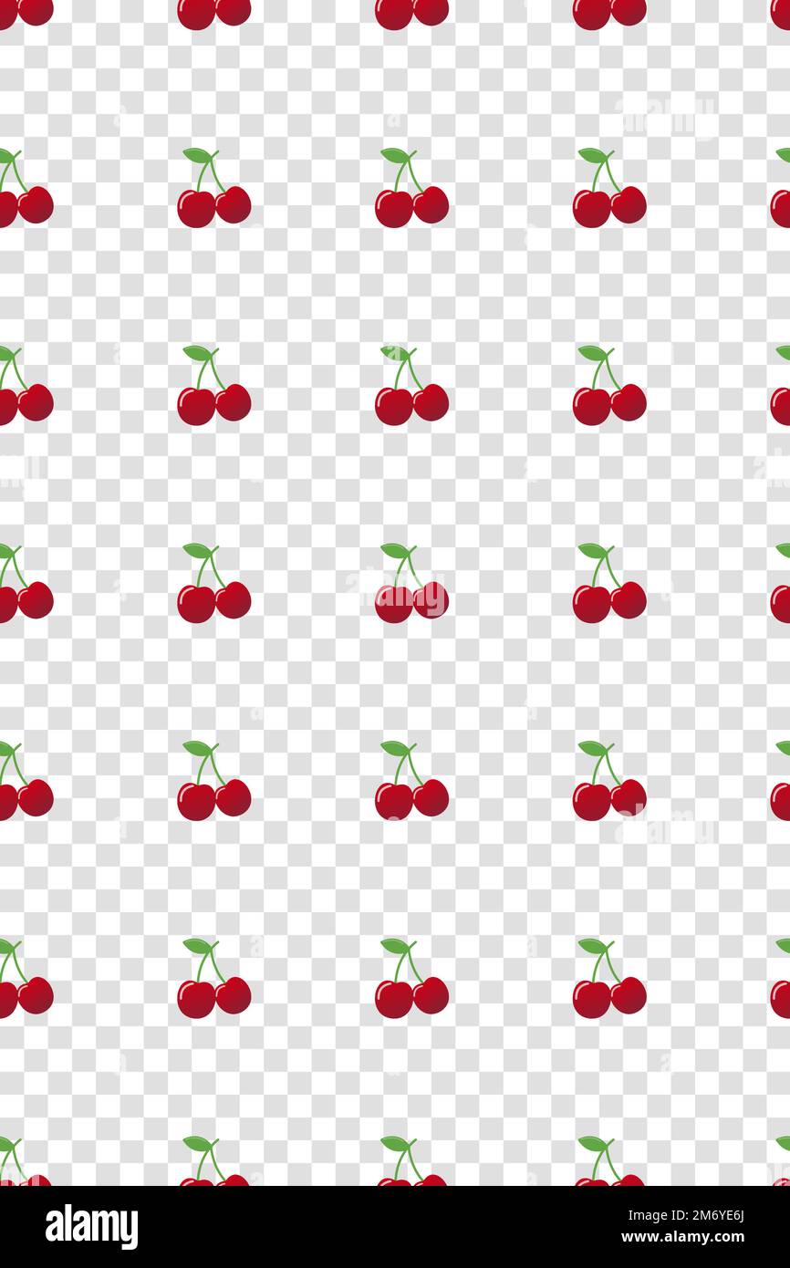 Red cherry pattern. Fresh fruit background. Seamless background. Vector ...