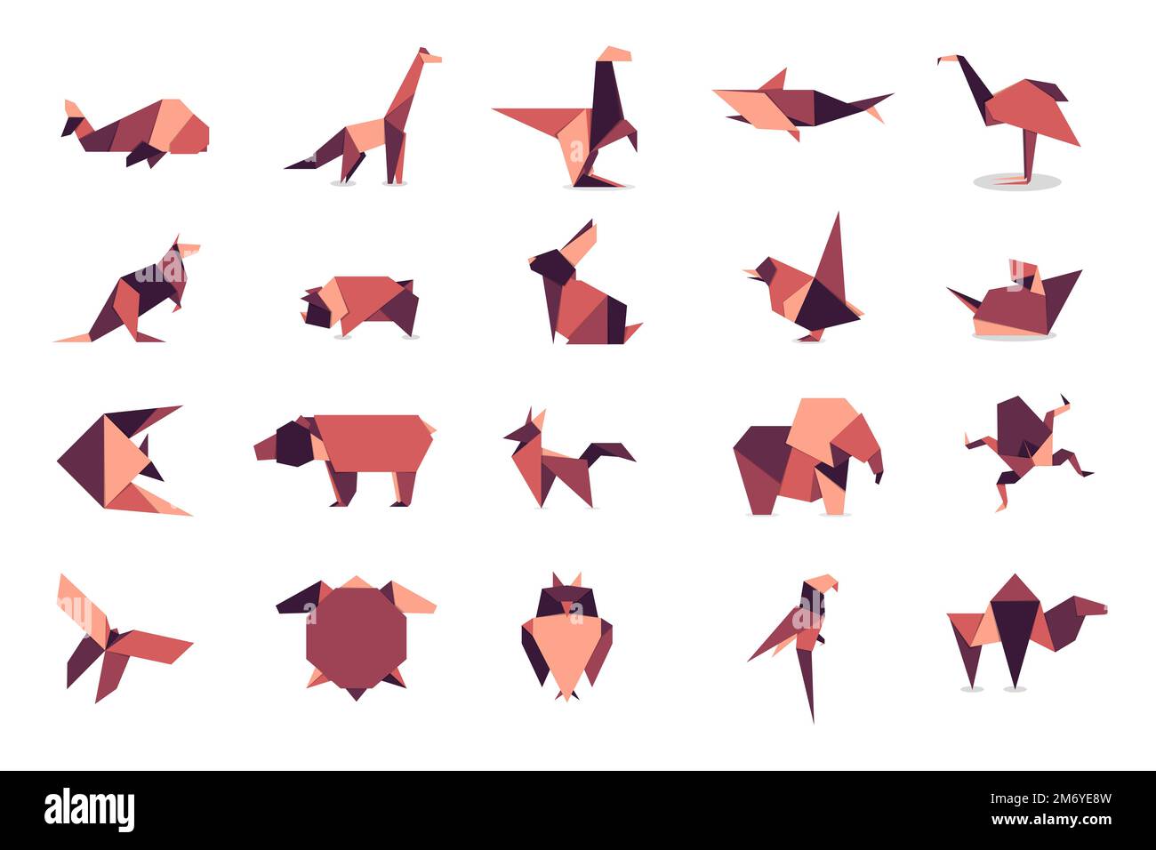 Set animals origami. Animal origami vector. Abstract animals logo ...