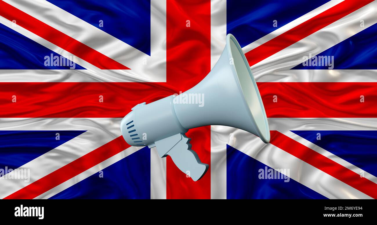 Uk flag and megaphone Stock Photo - Alamy