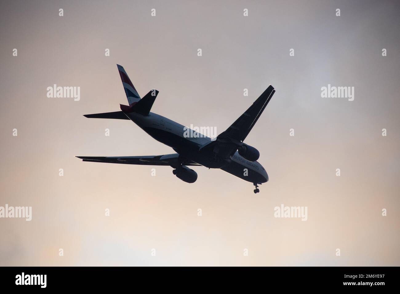 London, UK. 5th Jan 2023. British Airways airplane in flight Stock ...