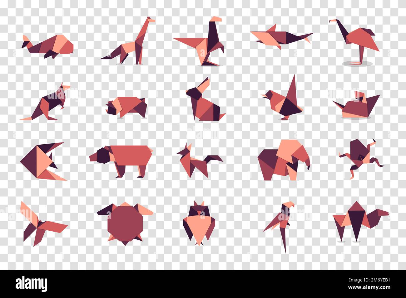 Set animals origami. Animal origami vector. Abstract animals logo ...