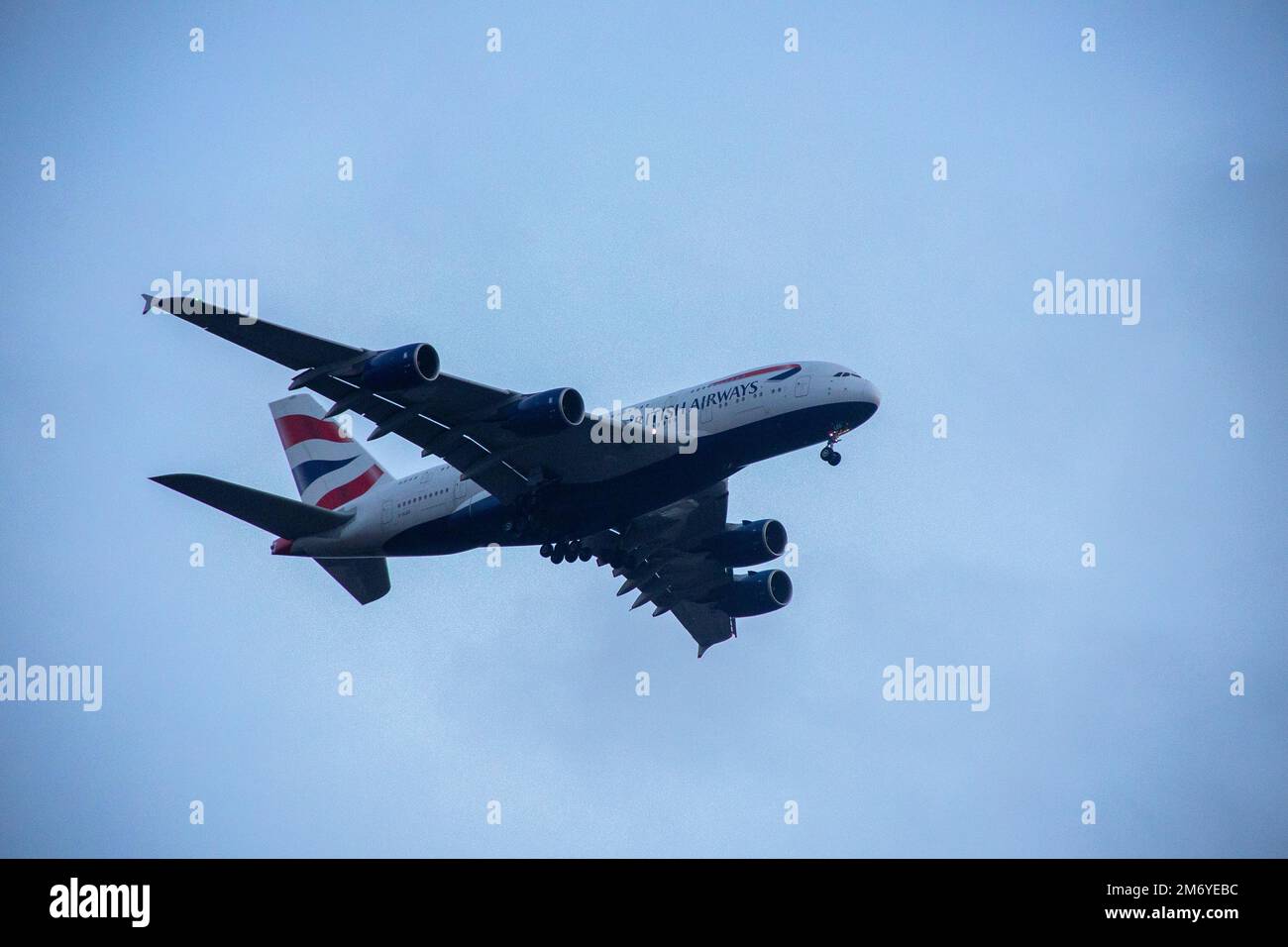 London, UK. 5th Jan 2023. British Airways airplane in flight Stock ...