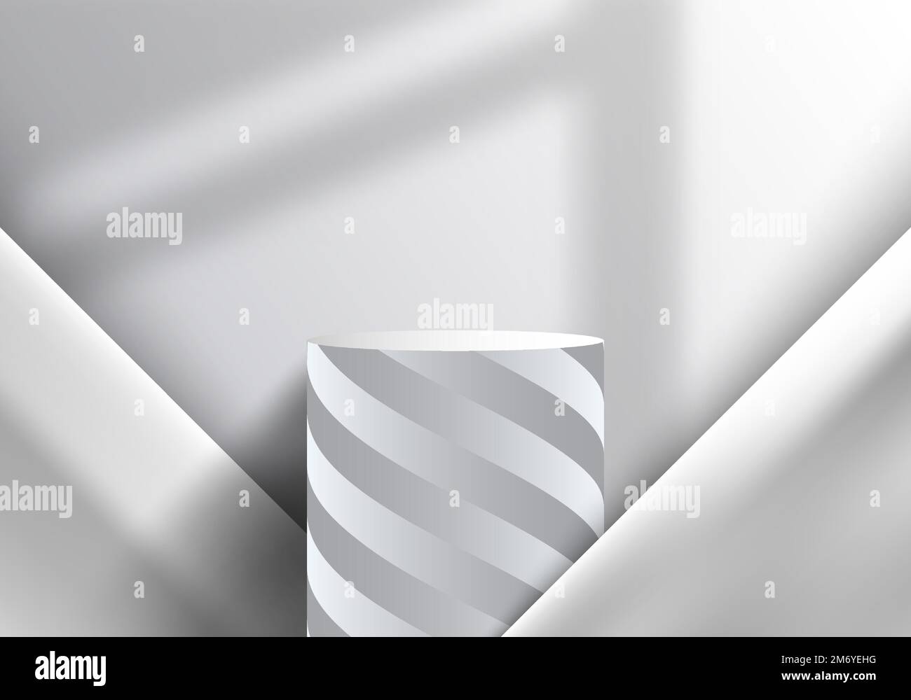 3D realistic white and gray podium pedestal stand cylinder shape ...