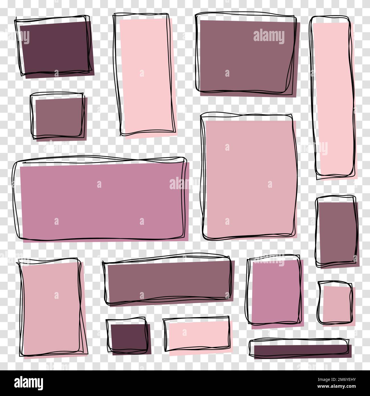 Set of hand drawn sketched frames. Grunge and hand drawn rectangle ...