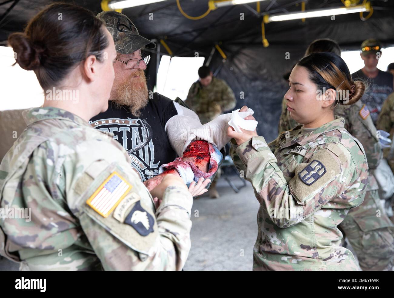 U.S. Army Spc. Dalia De Leon, assigned to the 566th Medical Company ...