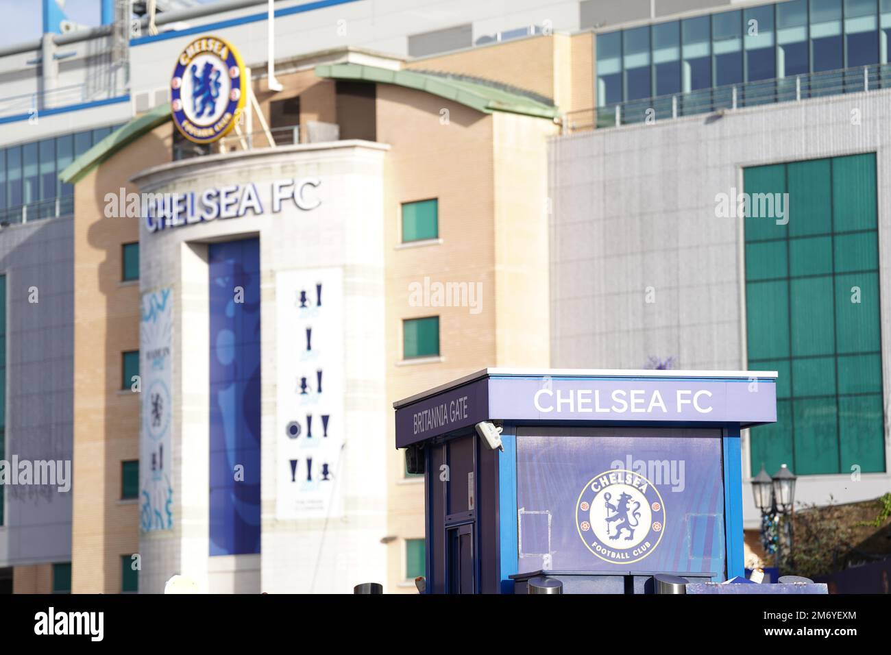 General view of Chelsea FC's Stamford Bridge stadium in London. Picture ...