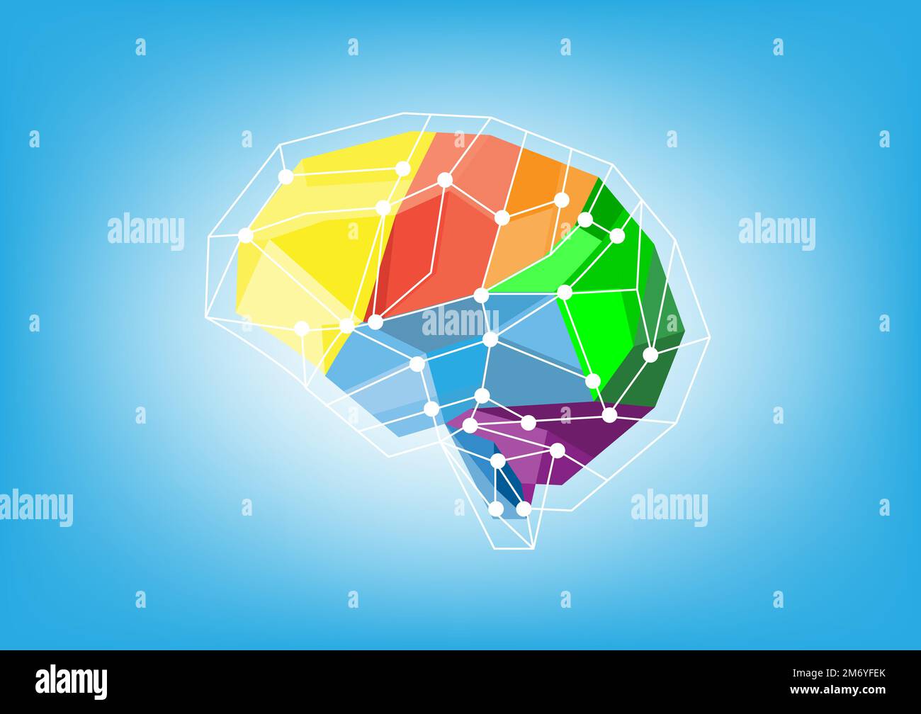 Abstract geometric brain polygon networking communication background ...