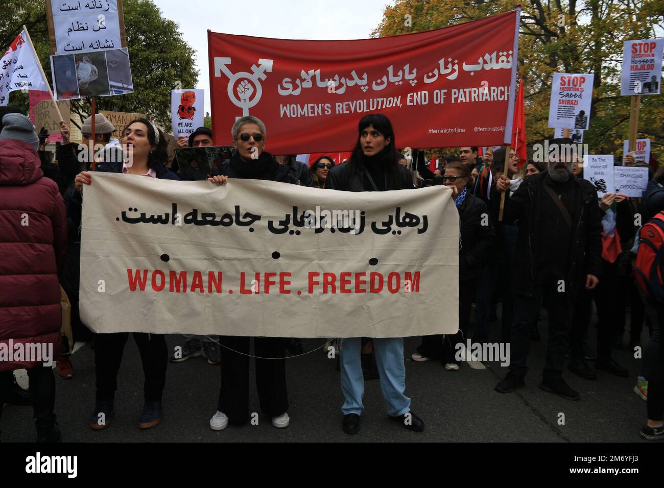 London, UK. 19 Nov 2022: Hundreds of people marched in front of Islamic ...