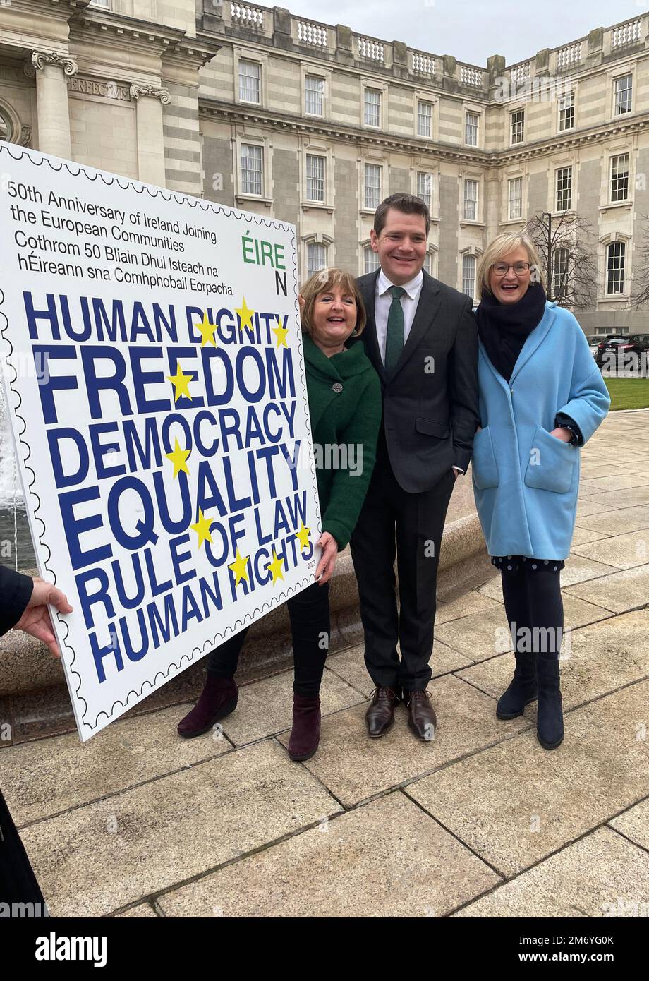 Ireland's EU Commissioner Mairead McGuinness (right), Minister of State ...