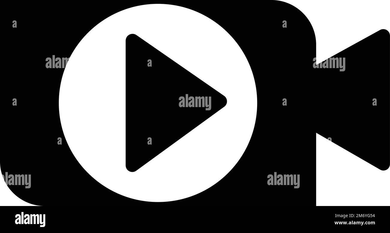 Video camera shape with a play button icon. Video streaming symbol ...