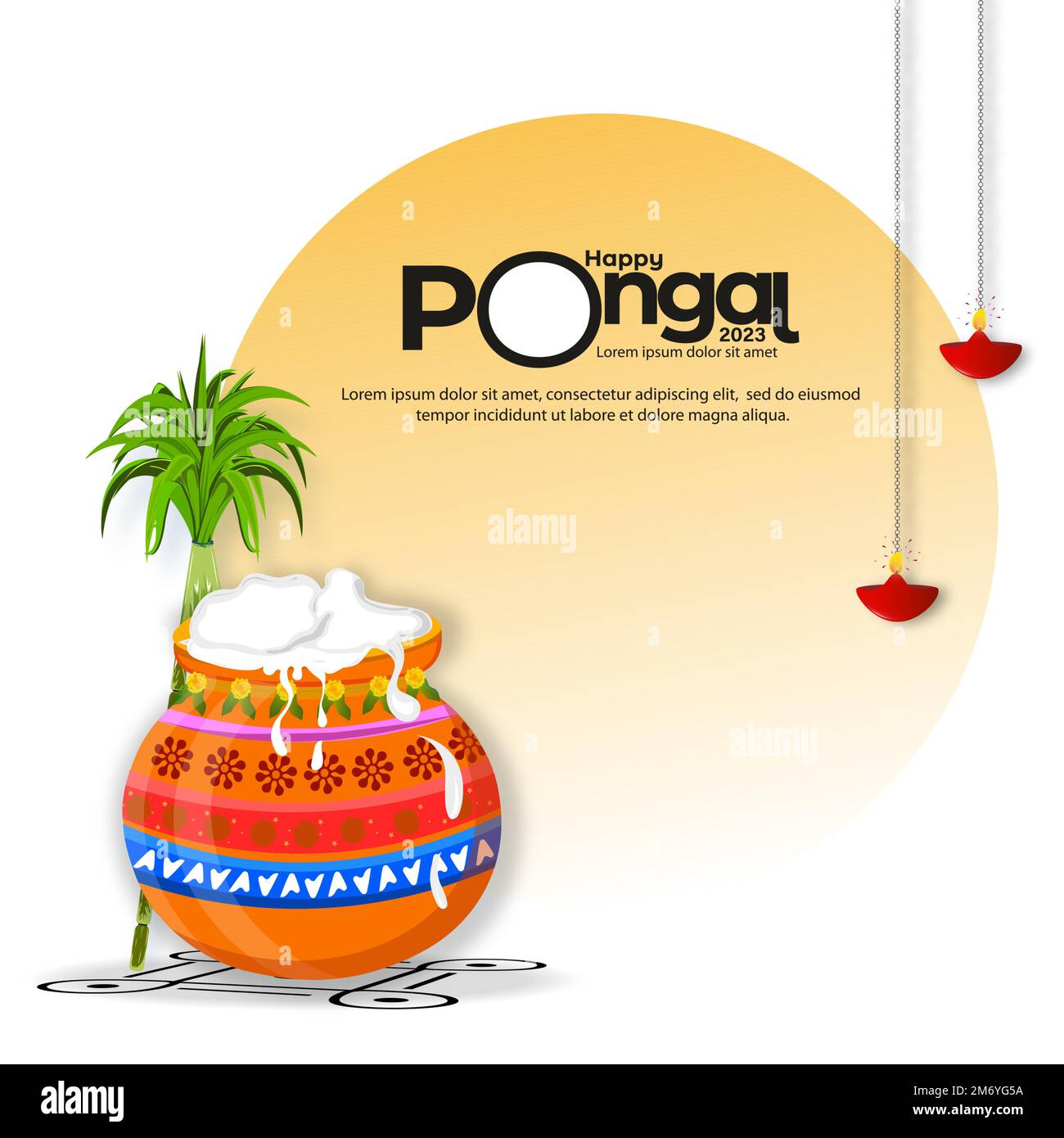 South Indian harvest festival greeting background. Happy Pongal ...