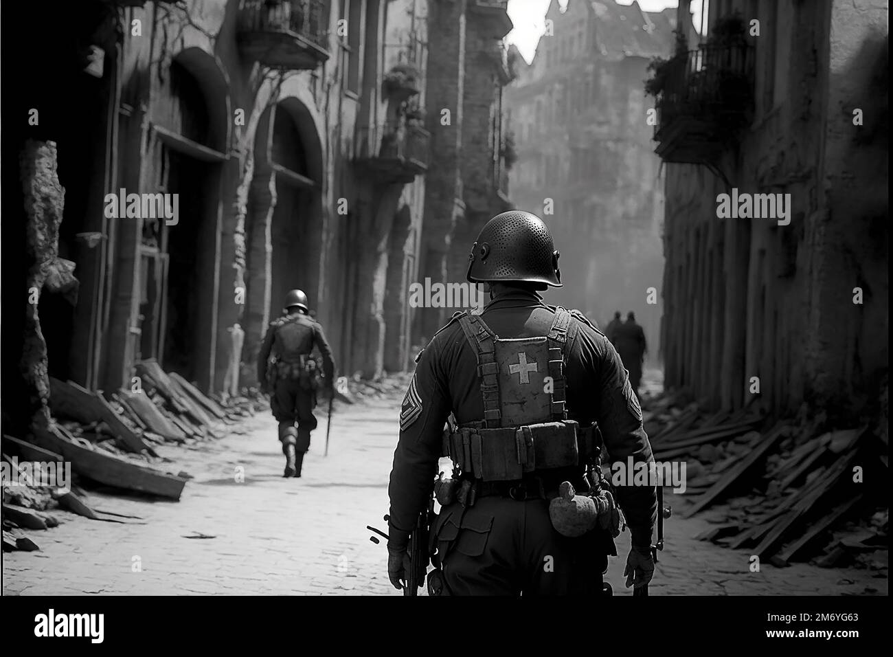 A back view of soldiers during war Stock Photo - Alamy
