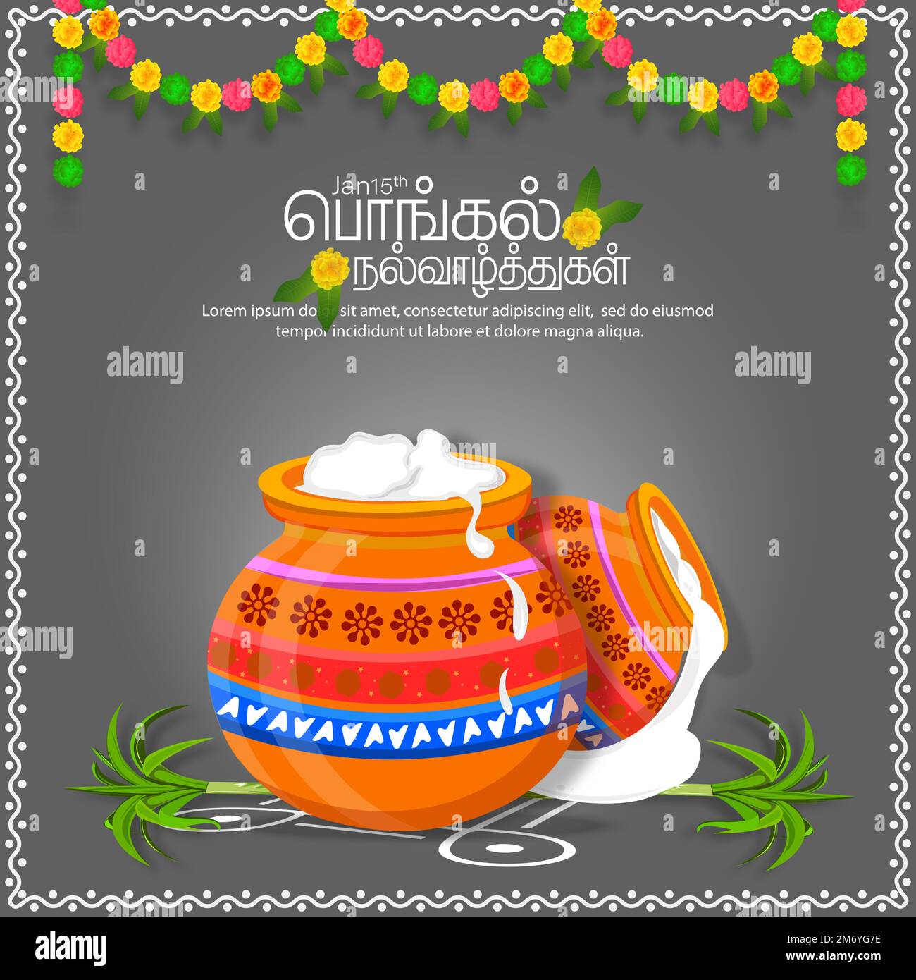 South Indian Happy Pongal Harvest Celebration Festival Greeting ...
