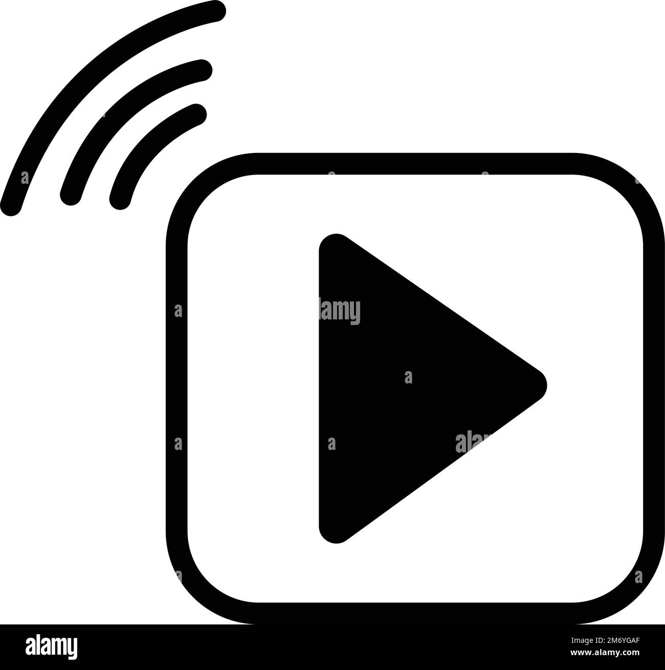 Video streaming icon, black play button shape, vector illustration ...