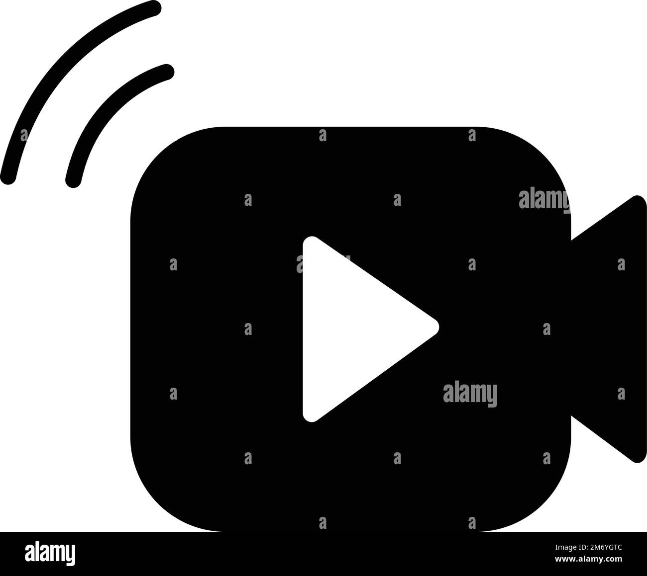 Video camera shape with a play button icon. Video streaming symbol ...