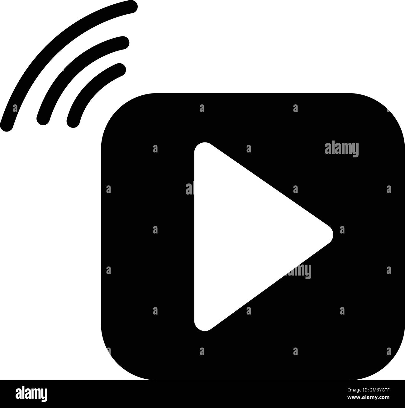 Video streaming icon, black play button shape, vector illustration ...