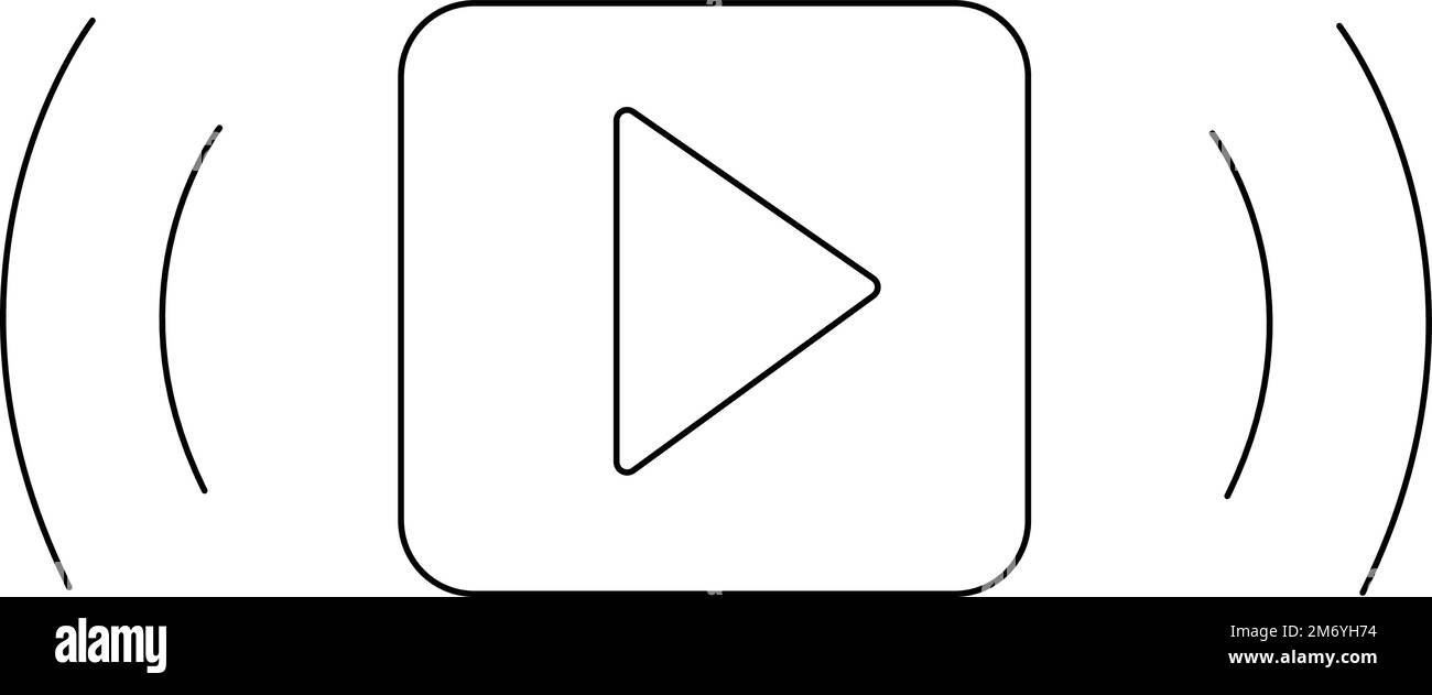 Video streaming icon, black play button shape, vector illustration ...