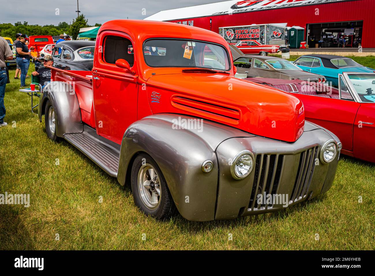 Iola, WI - July 07, 2022: High perspective front corner view of a 1942 ...