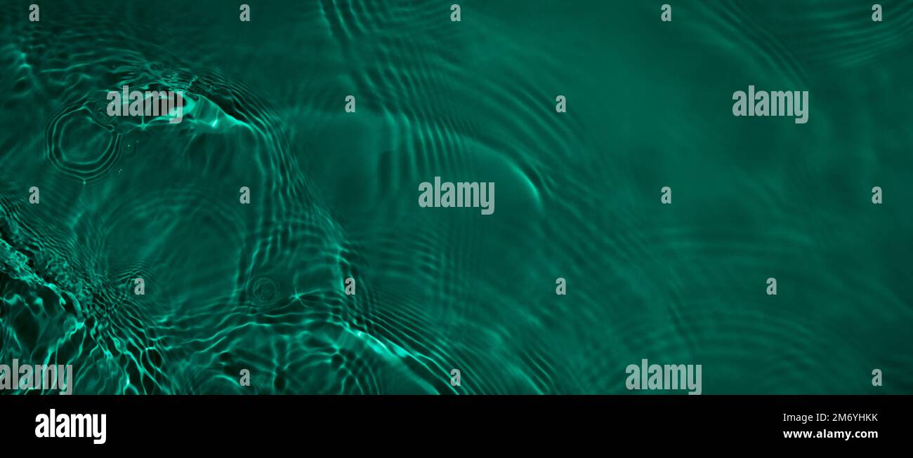 transparent dark green clear calm water wave surface texture banner ...