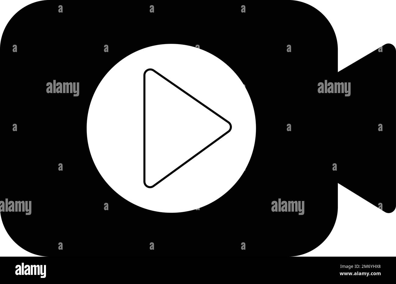 Video camera shape with a play button icon. Video streaming symbol ...