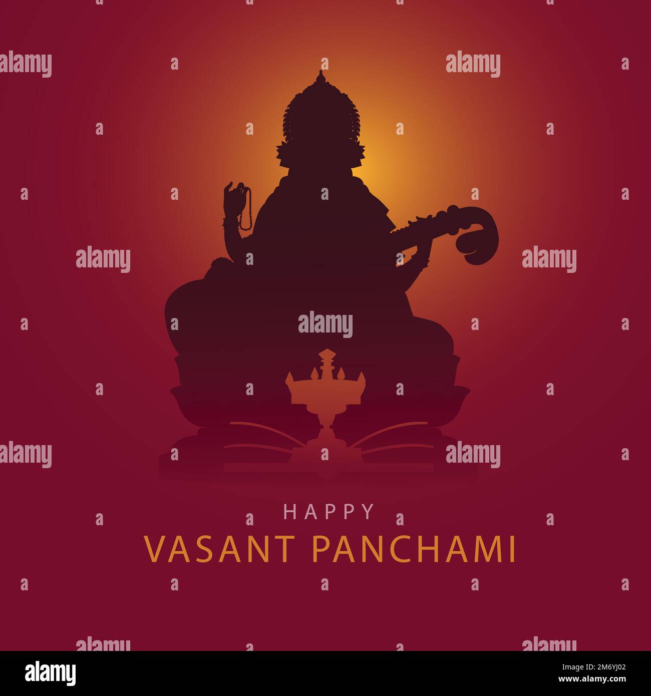 Sarasvati for happy Vasant Panchami Puja of India. vector illustration ...