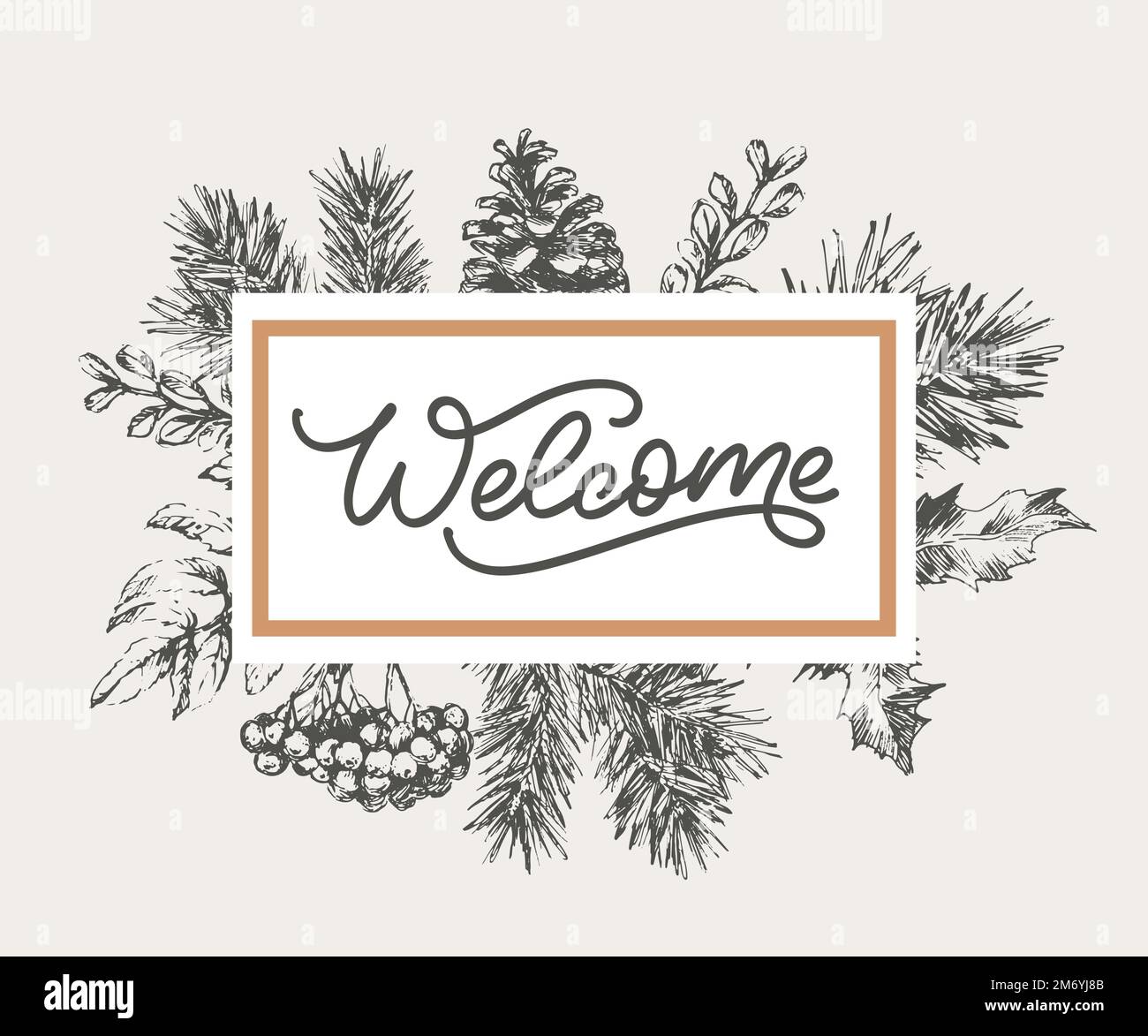 Welcome - calligraphic inscription with smooth lines Stock Vector Image ...
