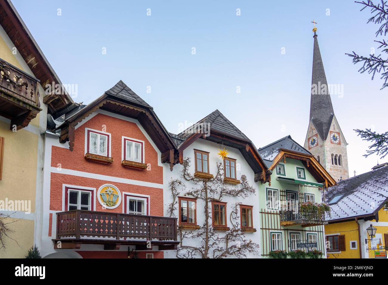 12.10.2022 - Hallstatt, Austria - Christmas market on the main square ...
