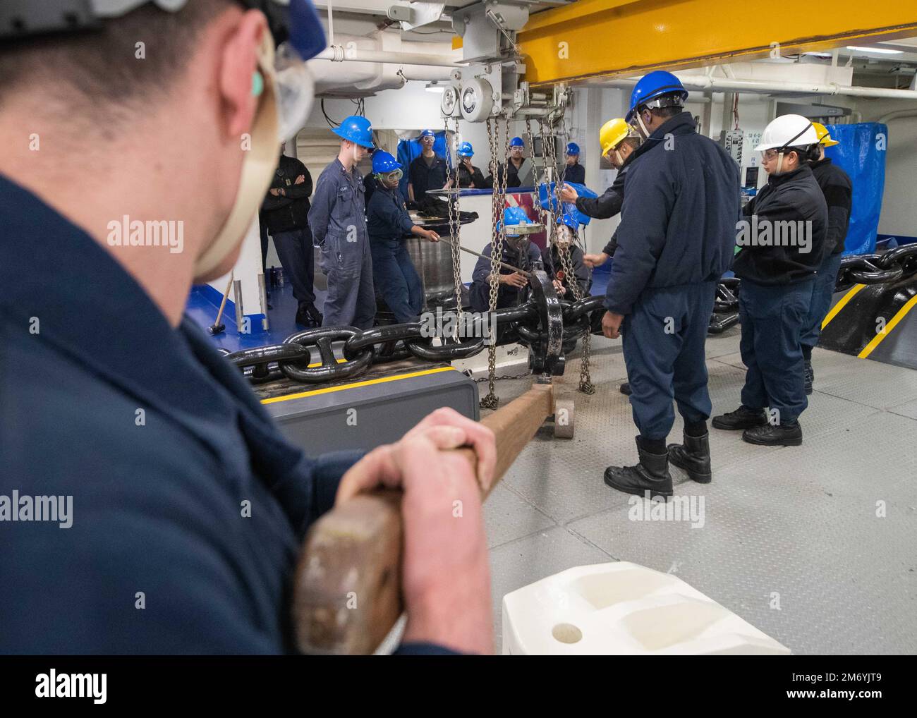 Sailors assigned to USS Gerald R. Ford’s (CVN 78) deck department ...