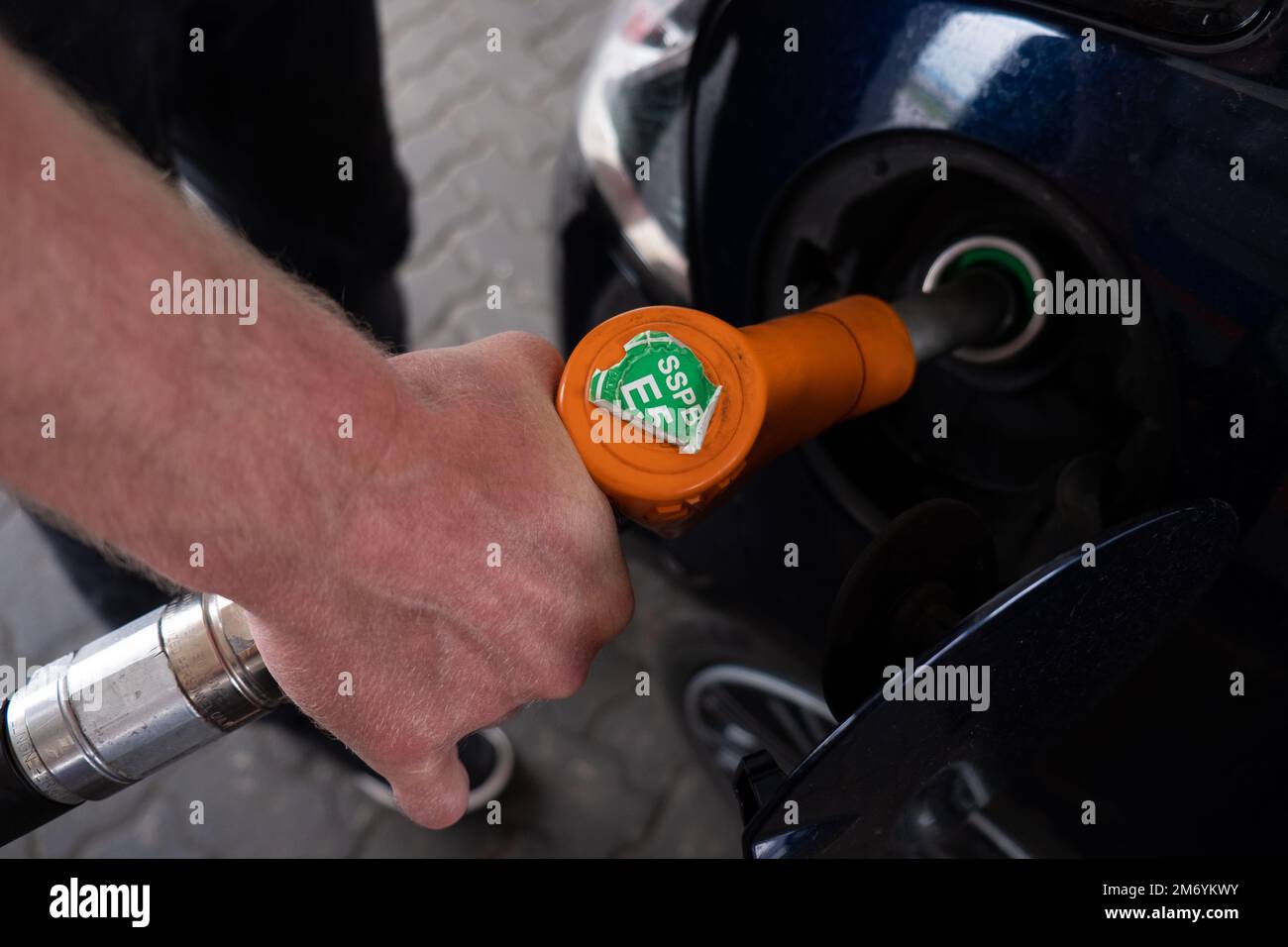 Milan, Italy - May 5, 2022: IP self service gas station in Italy. Hand ...