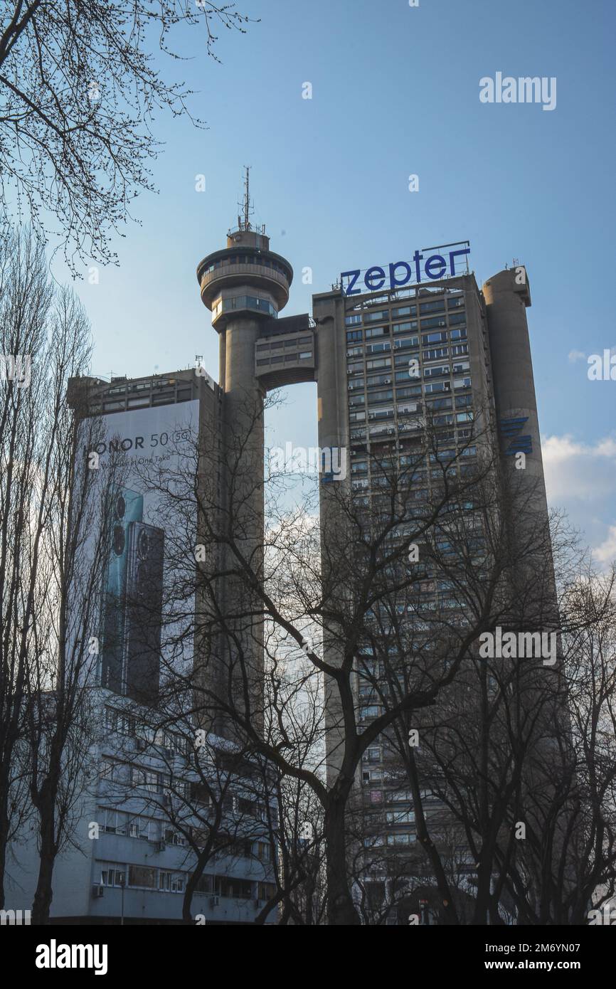 Western City Gate or Genex Tower in Belgrade, Serbia Stock Photo - Alamy