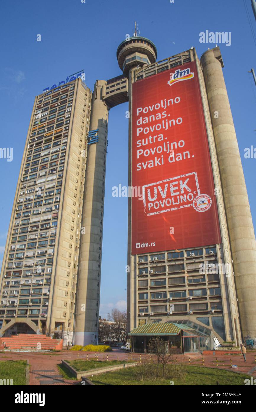 Western City Gate also known as the Genex Tower, Belgrade, Serbia Stock ...