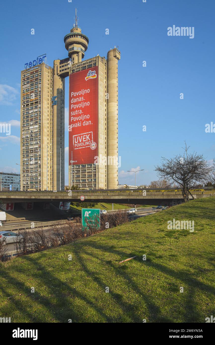 Western City Gate also known as the Genex Tower, Belgrade, Serbia Stock ...