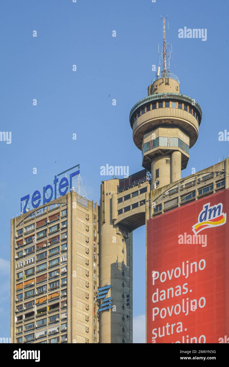 Western City Gate also known as the Genex Tower, Belgrade, Serbia Stock ...