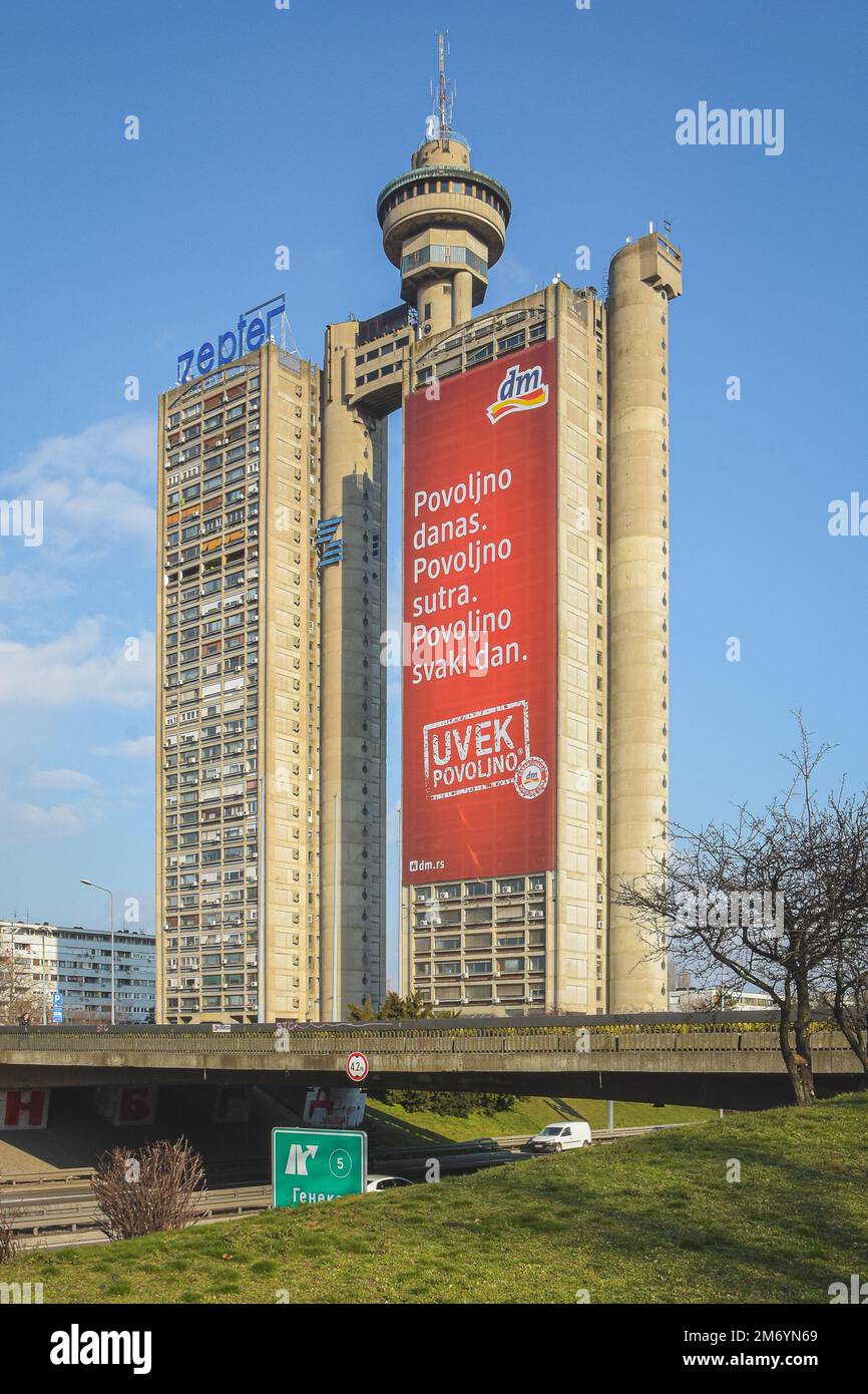 Western City Gate also known as the Genex Tower, Belgrade, Serbia Stock ...
