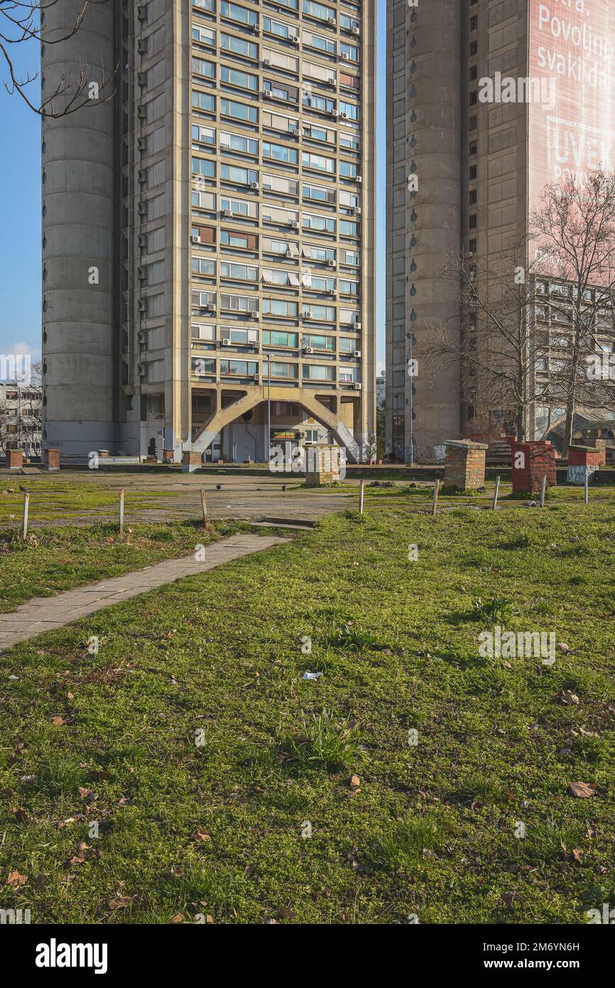 Western City Gate also known as the Genex Tower, Belgrade, Serbia Stock ...