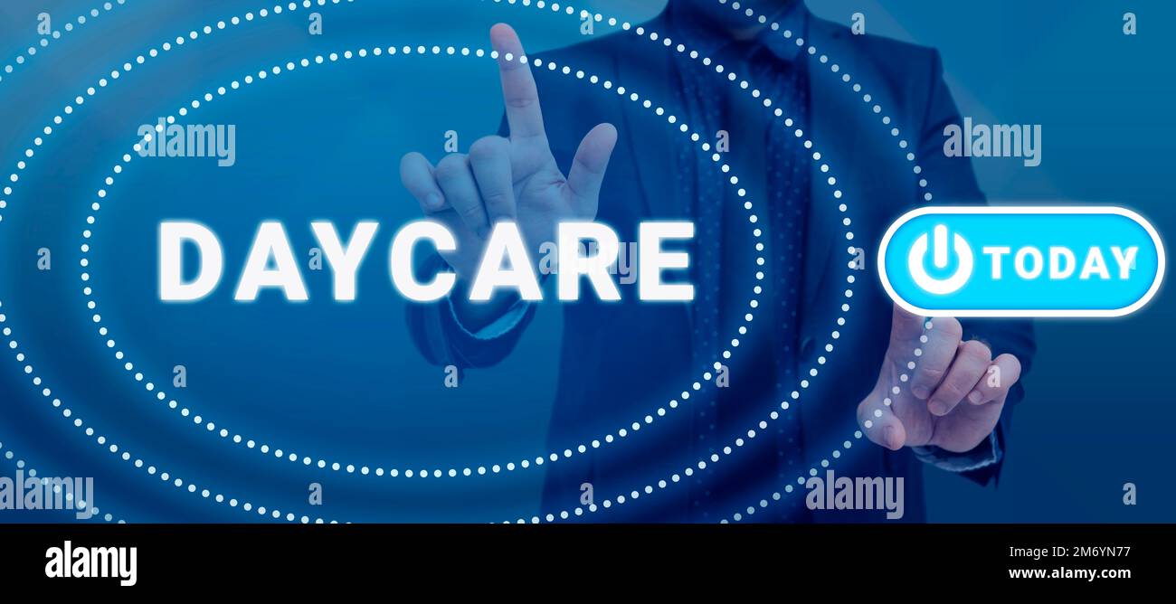 Inspiration showing sign Daycare. Word for offering care to preschool ...