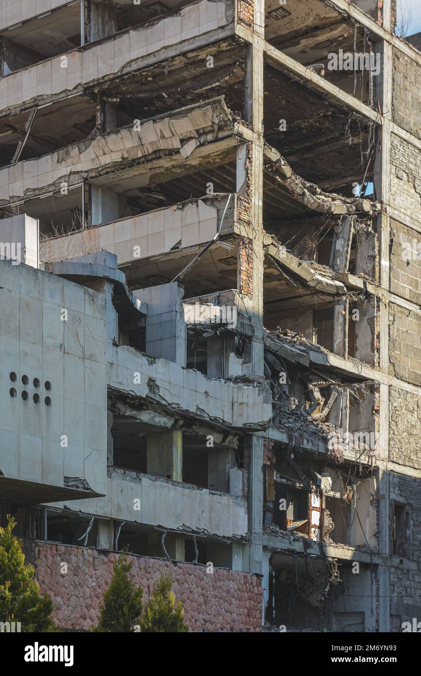 Yugoslav Ministry of Defence building bombed and heavily damaged during ...
