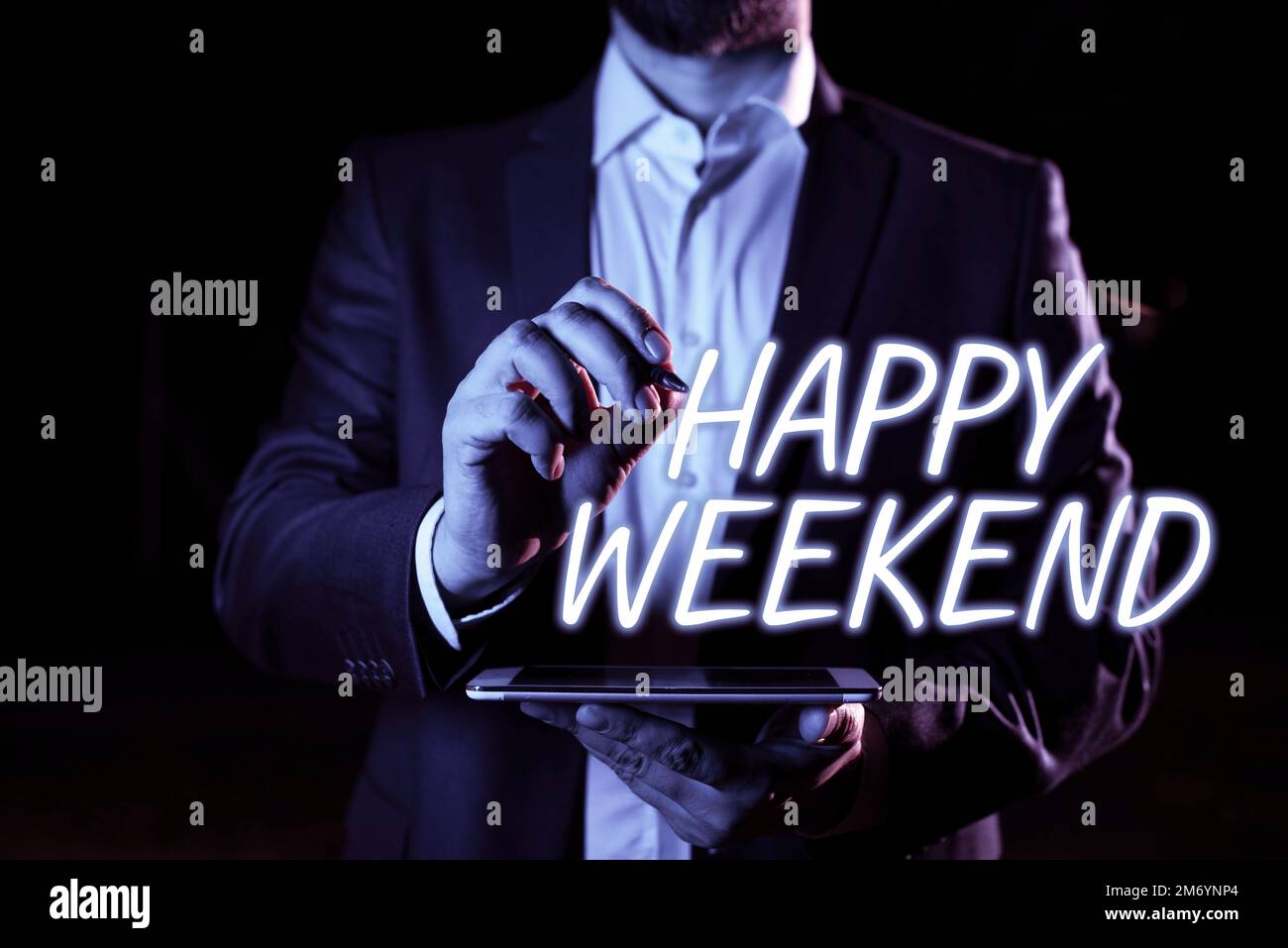 Text caption presenting Happy Weekend. Business idea Cheerful rest day ...