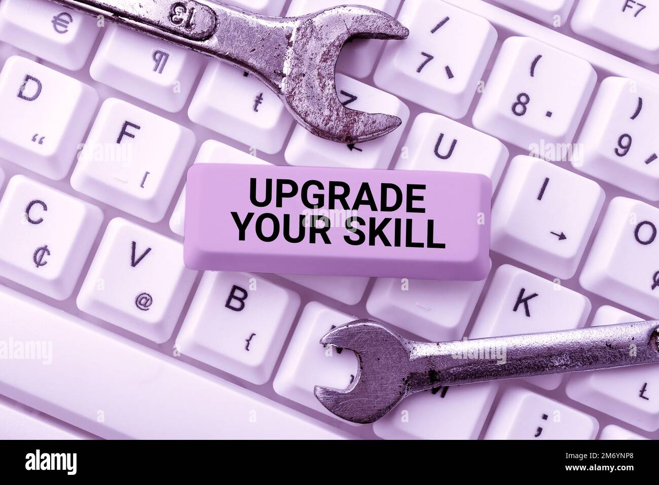 Text caption presenting Upgrade Your Skill. Concept meaning Expand Scope of Knowledge Optimize ...