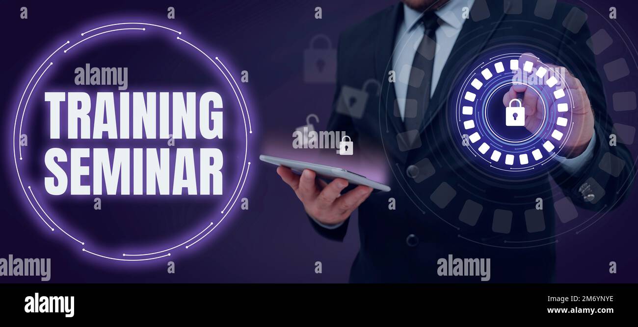 Conceptual caption Training Seminar. Business concept Academic ...